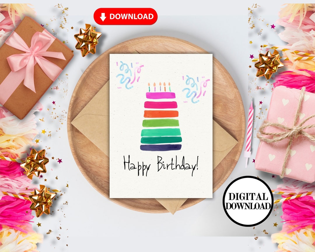 Printable Birthday Card, Personalized Birthday Card, Downloadable ...