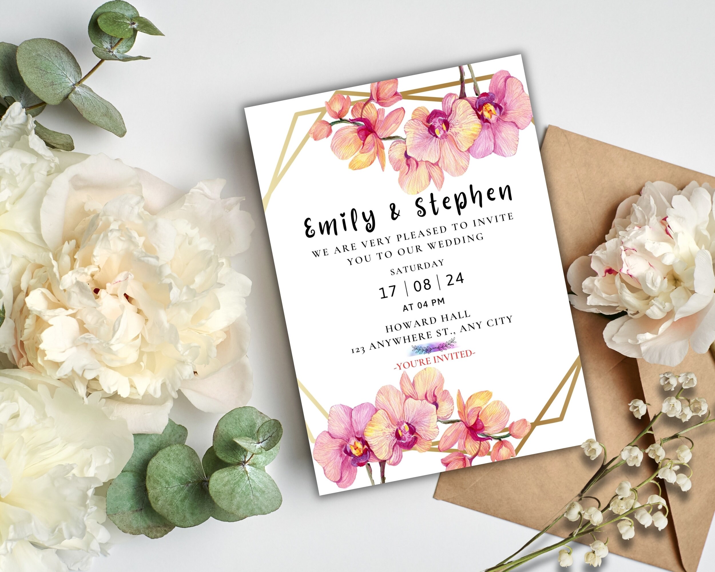 Orchid Wedding Invitation Set Template, Orchid, Orchid Wedding ...