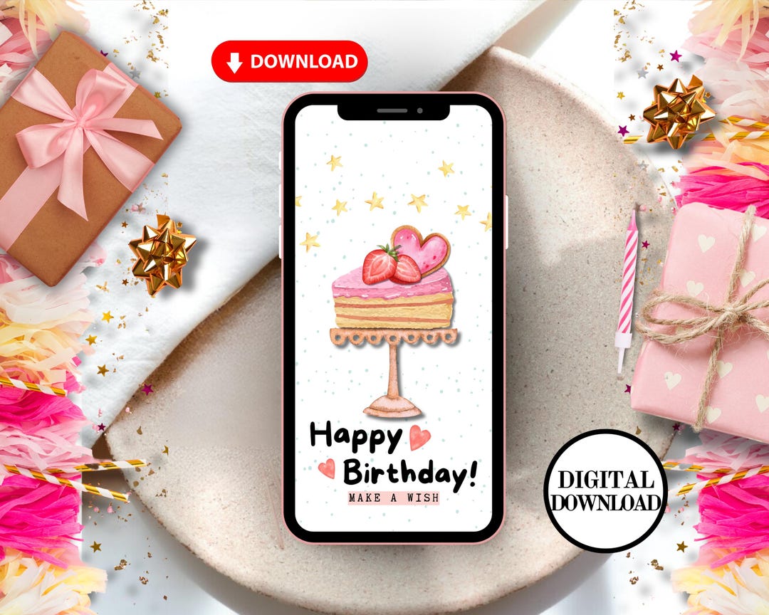 Digital Animated Birthday Card, Digital Happy Birthday Card, Electronic ...