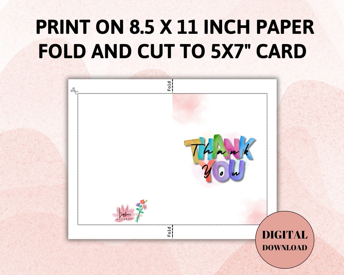Printable Thank You Card, Downloadable Thank You Card, Colorfully Thank ...