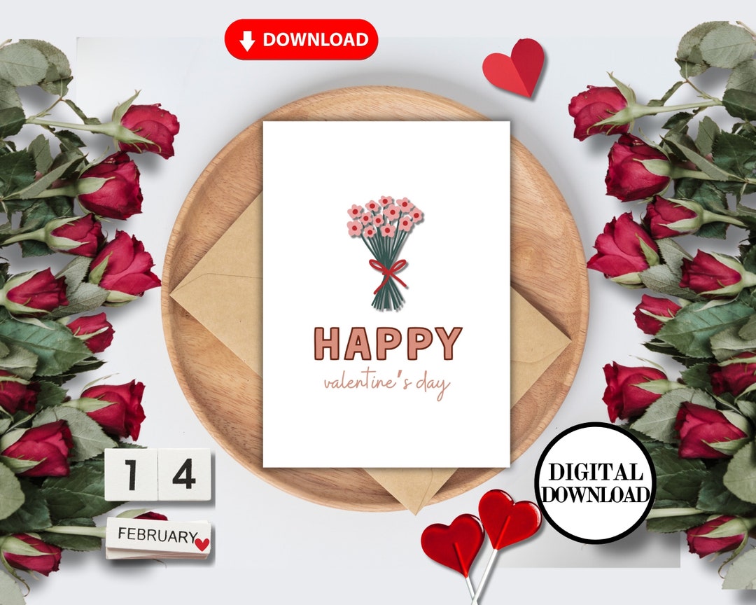 Printable Valentine's Day Card,digital Cute Simple Valentine's Day Gift ...