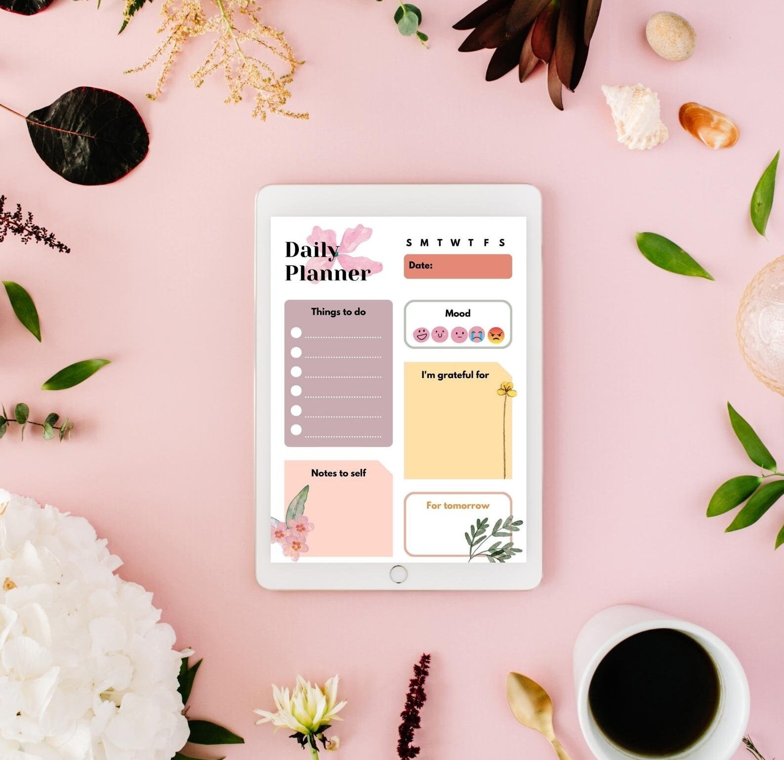 Printable Planner, Digital Planner, Flower Planner, Habit Tracker ...