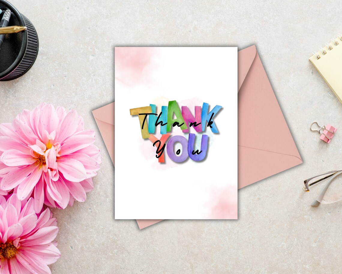 Printable Thank You Card, Downloadable Thank You Card, Colorfully Thank ...