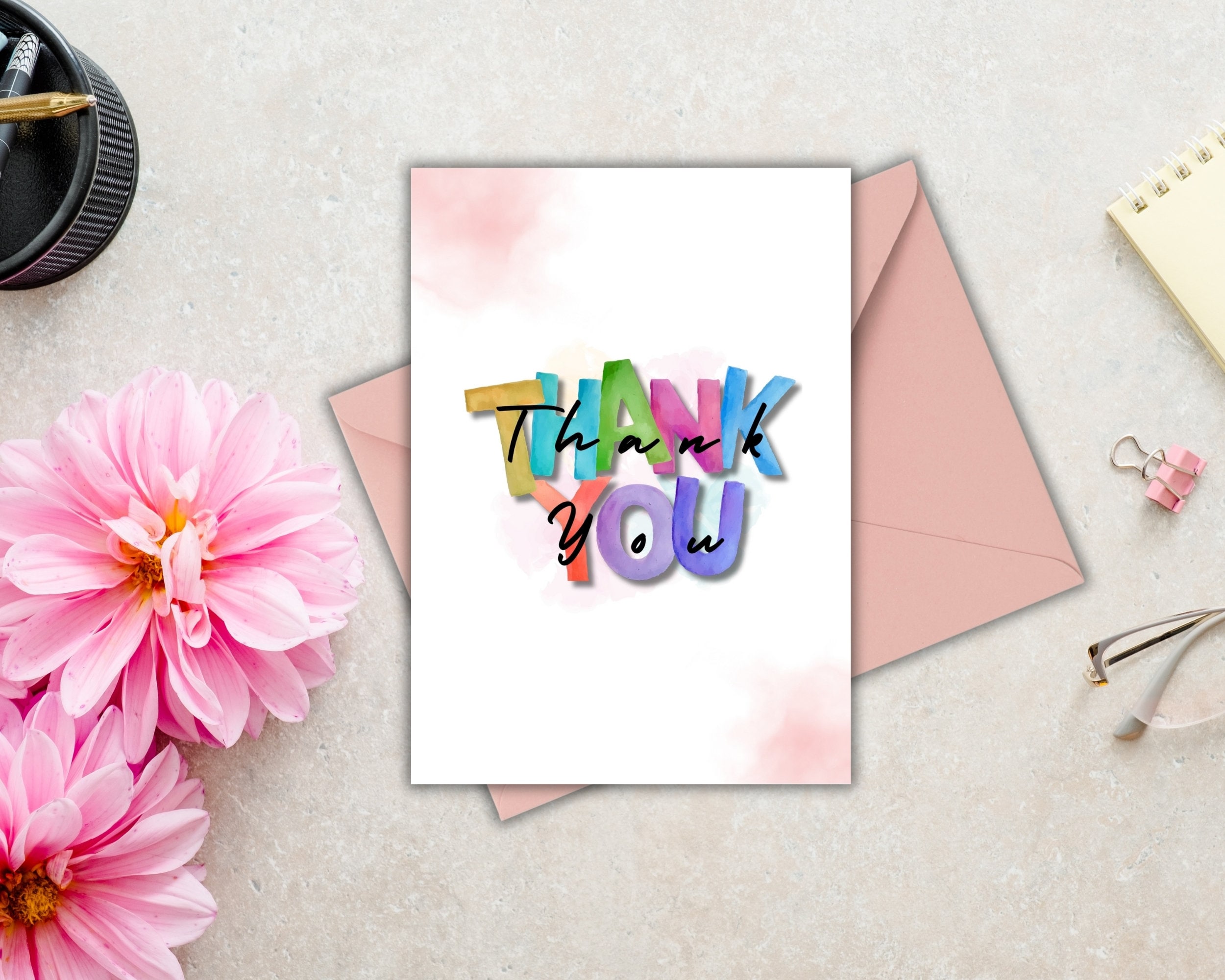 Printable Thank You Card, Downloadable Thank You Card, Colorfully Thank ...