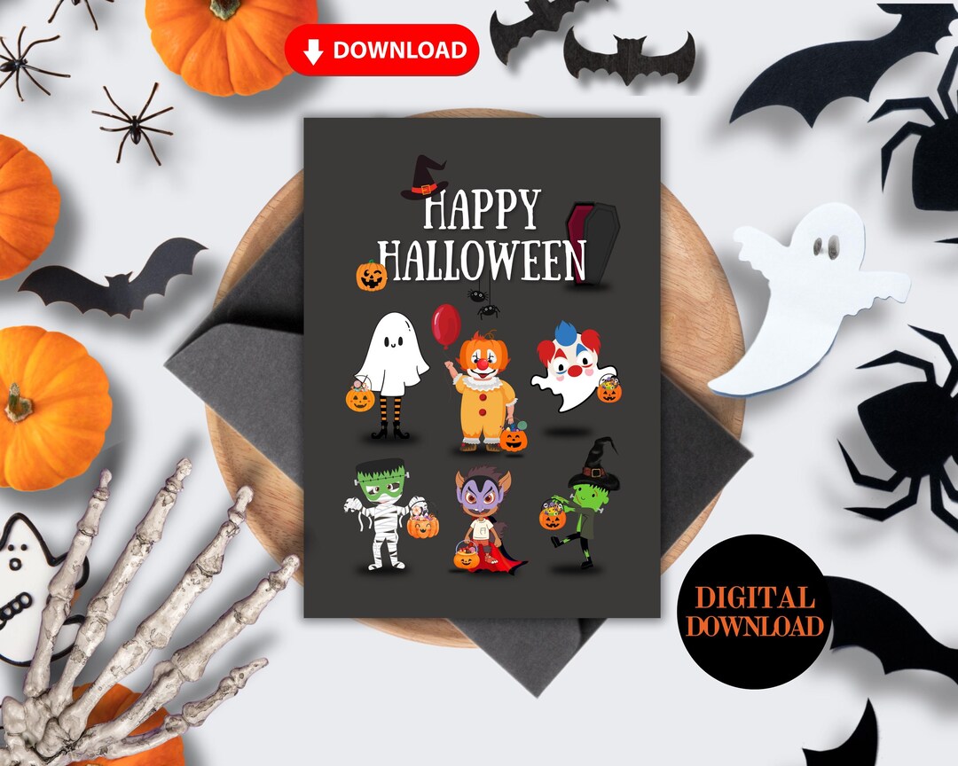 Printable Digital Halloween Card, Halloween Print, Printable Halloween ...
