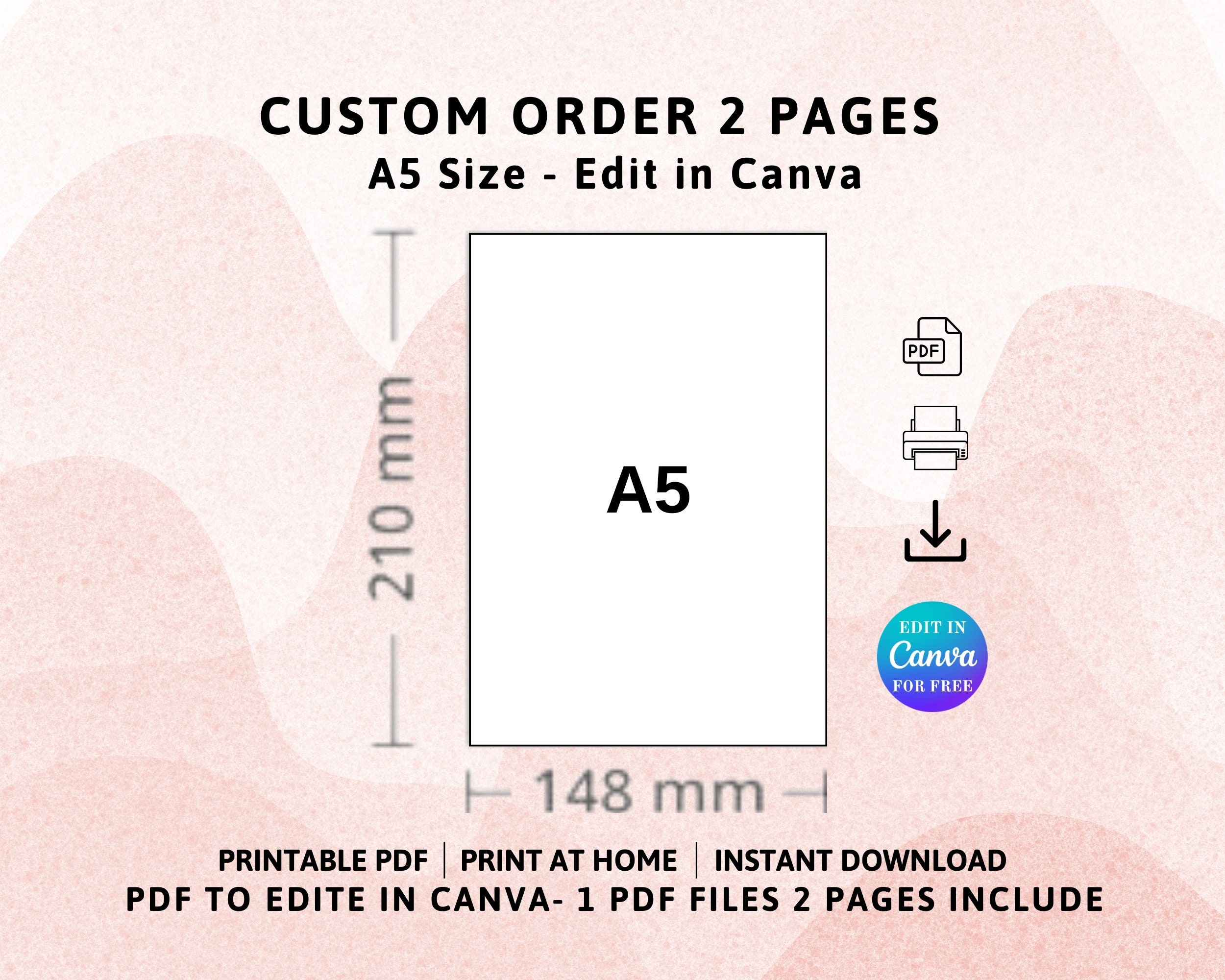 Custom Order Form Template, Printable A5 Size, Editable in Canva (pdf ...