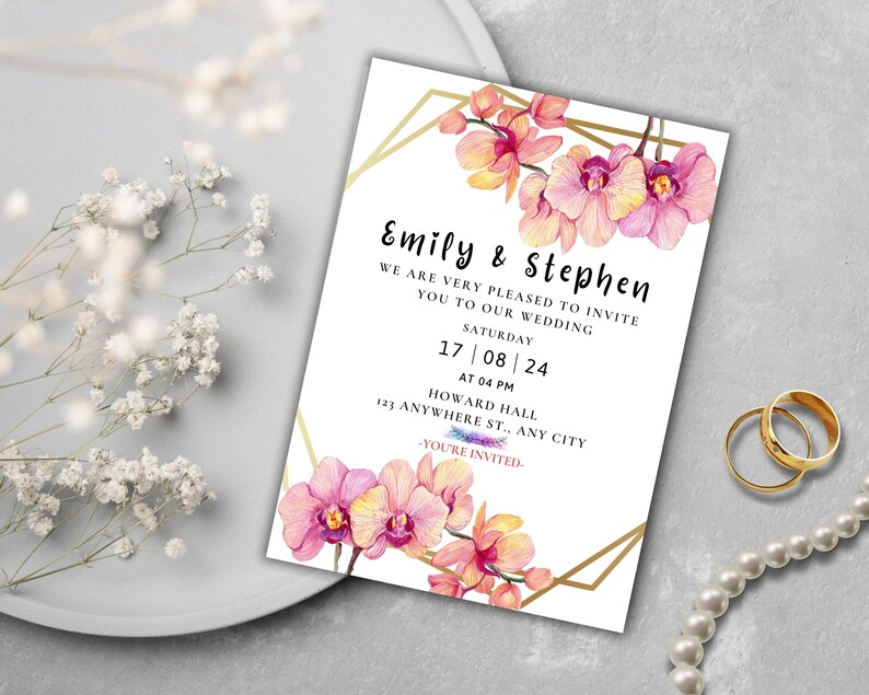 Orchid Wedding Invitation Set Template, Orchid, Orchid Wedding ...