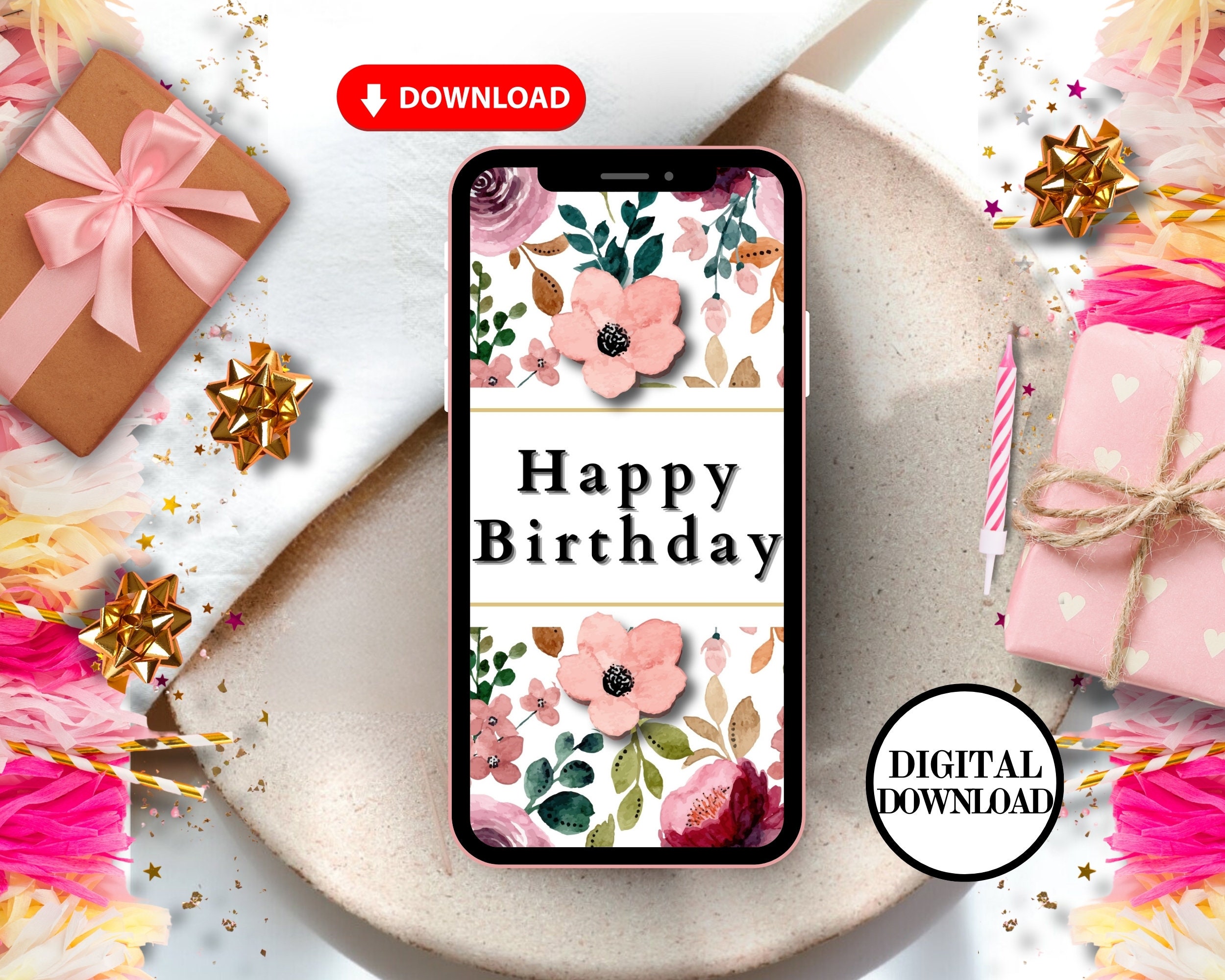 Digital Animated Birthday Card, Digital Happy Birthday Card, Electronic ...