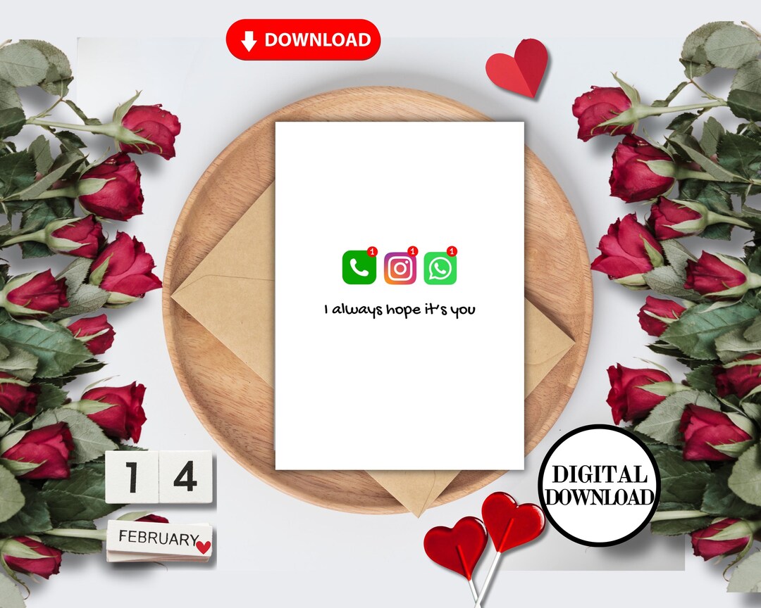 Social Media Love Card, Printable Valentine's Day Card, Digital Love ...