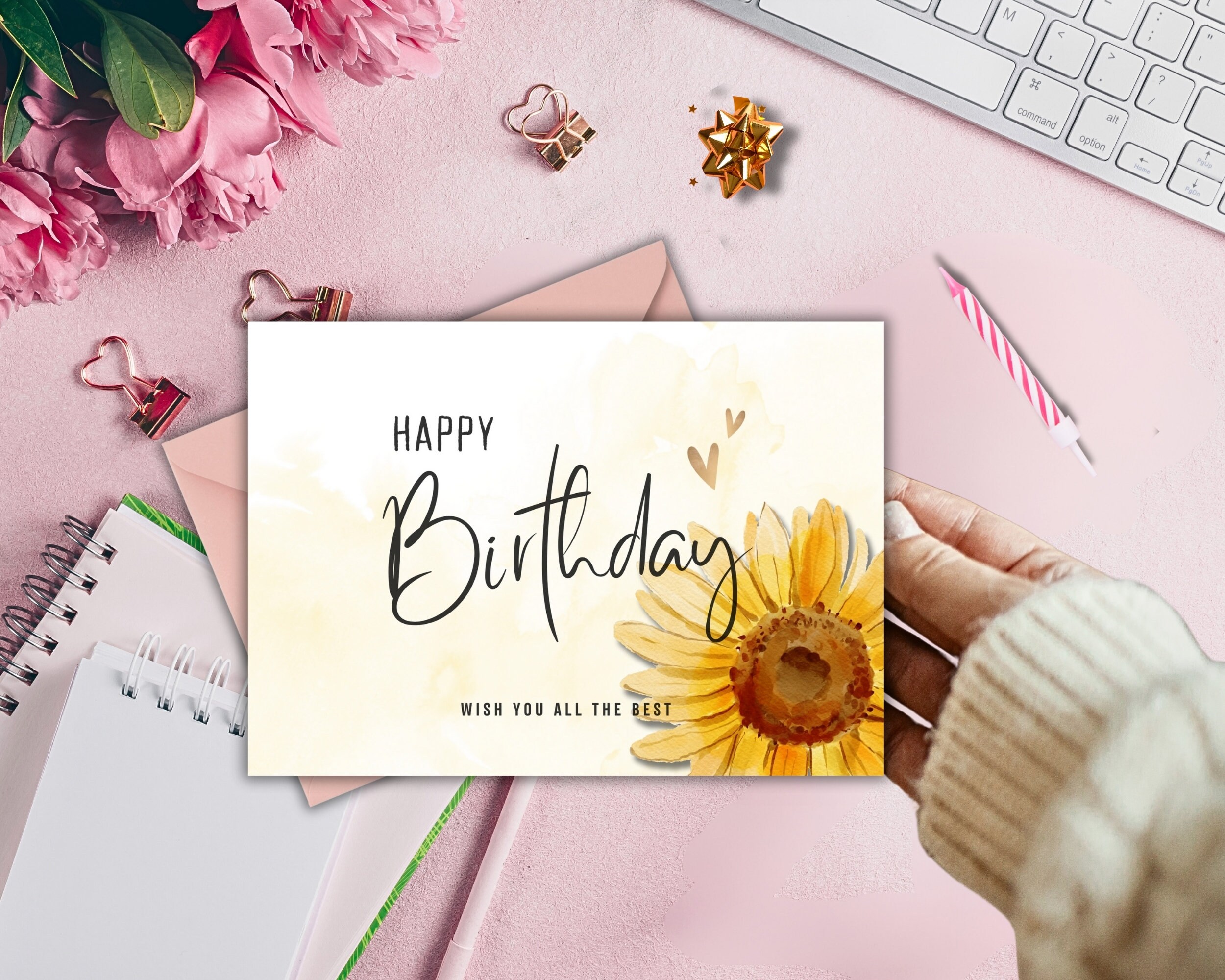 Printable Birthday Card, Instant Downloadable Birthday Card, Sunflower ...