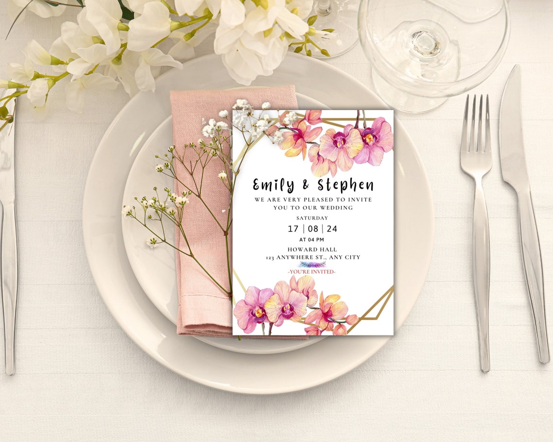 Orchid Wedding Invitation Set Template, Orchid, Orchid Wedding ...