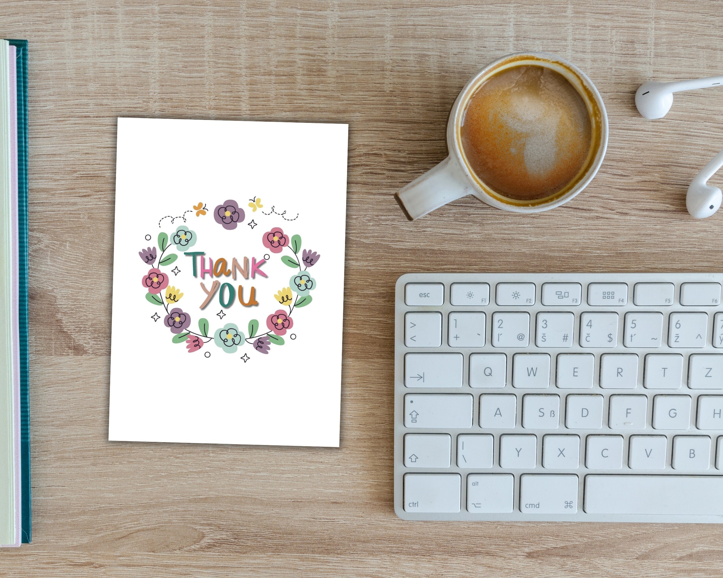 Printable Thank You Card, Downloadable Thank You Card, Flower Thank You ...