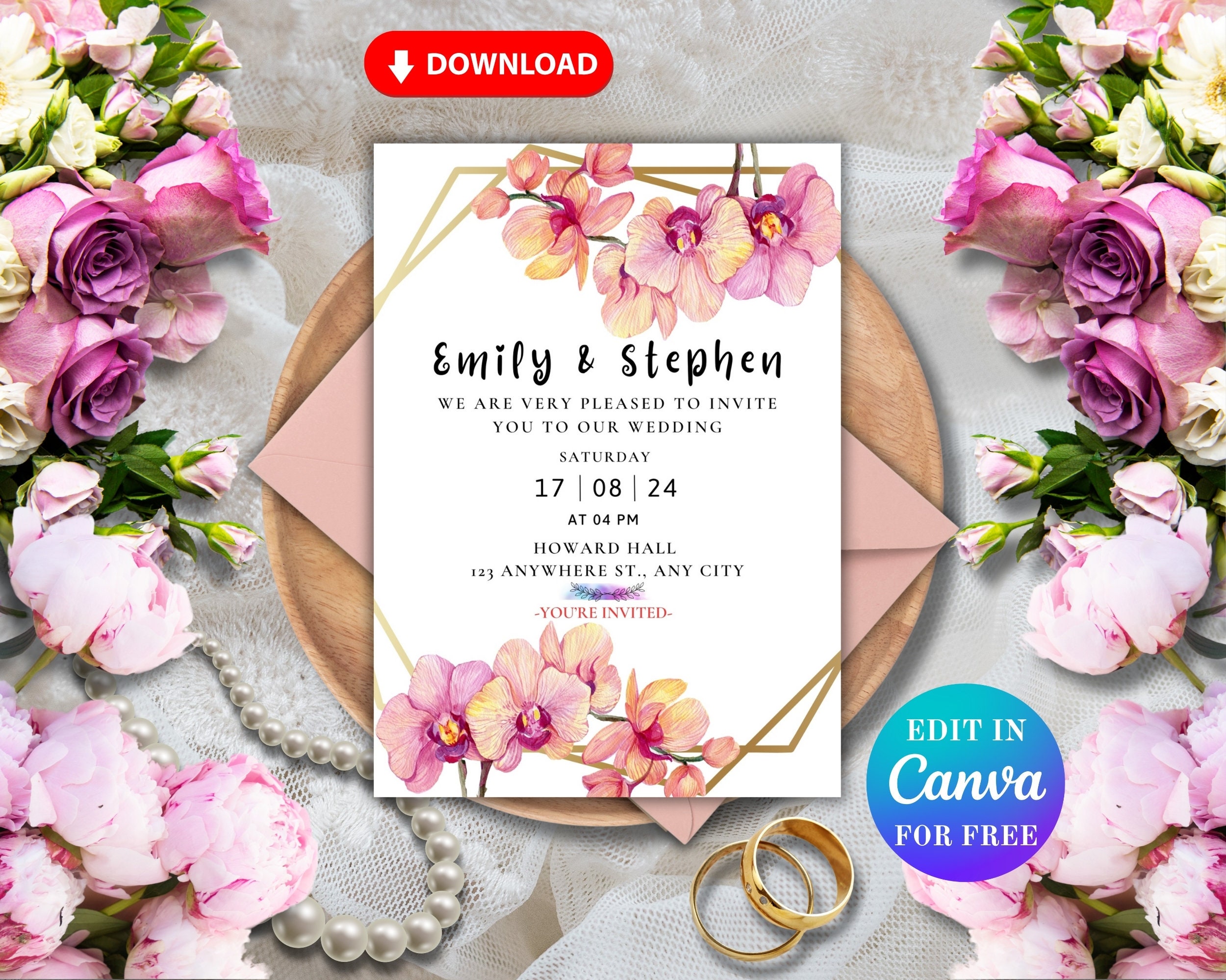 Orchid Wedding Invitation Set Template, Orchid, Orchid Wedding ...