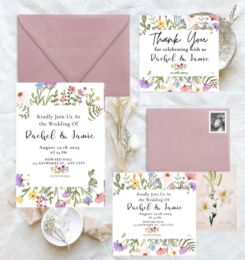 Spring Wedding Invitation Set Template, Spring, Spring Wedding ...