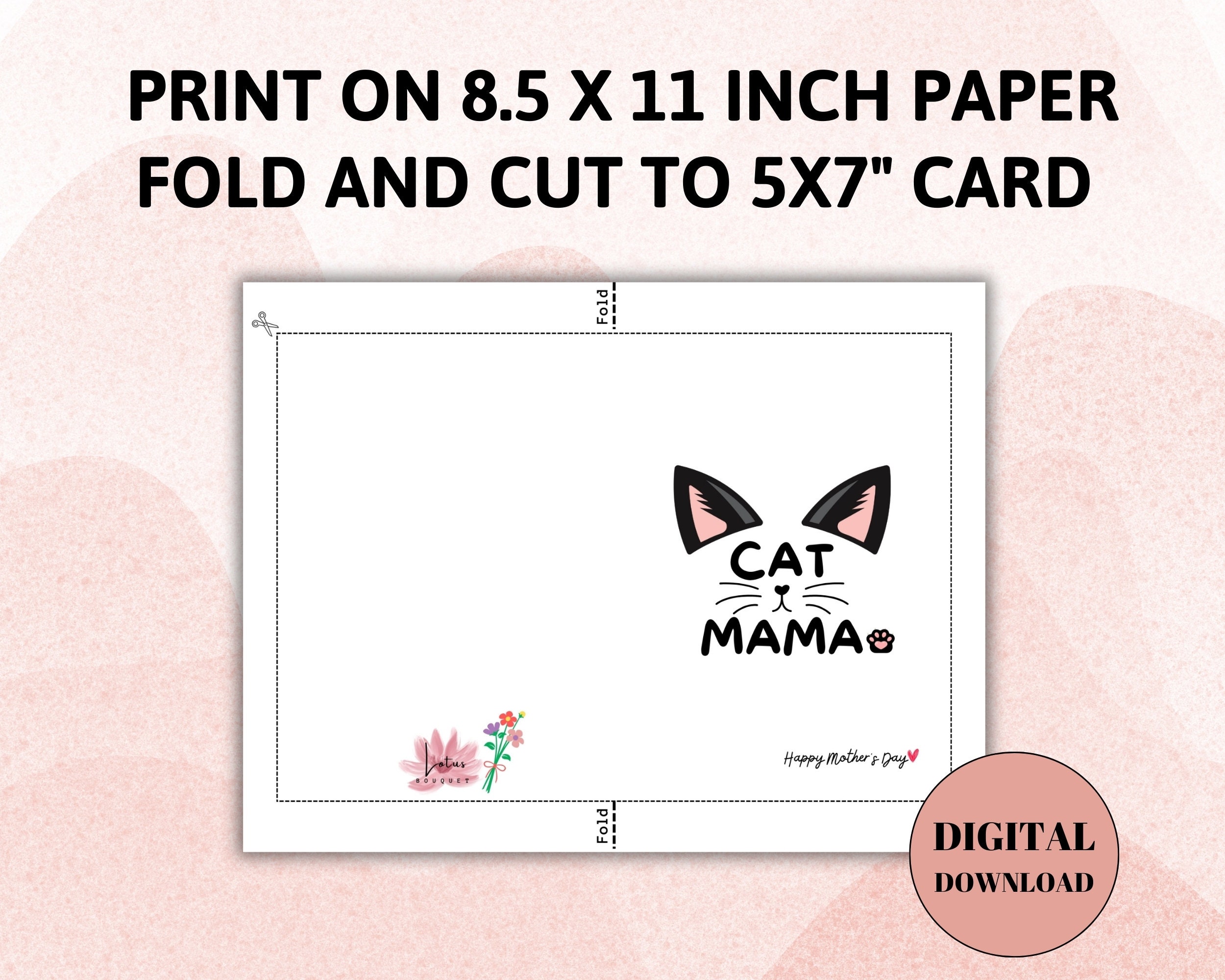 Happy Mother's Day Card, Printable Mother's Day Card, Cat Mama Mother's ...