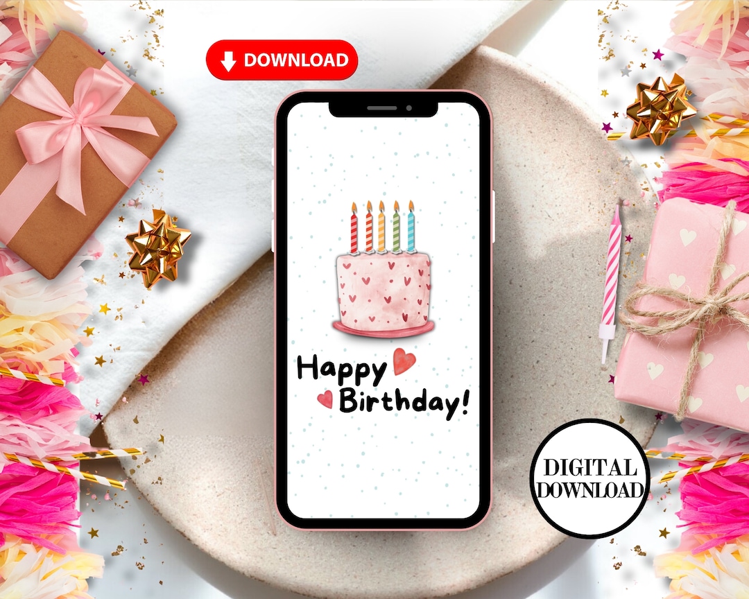 Digital Animated Birthday Card, Digital Happy Birthday Card, Electronic ...