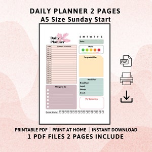 Personalized Daily Planner,printable A5 Size,minimalist Daily Planner ...