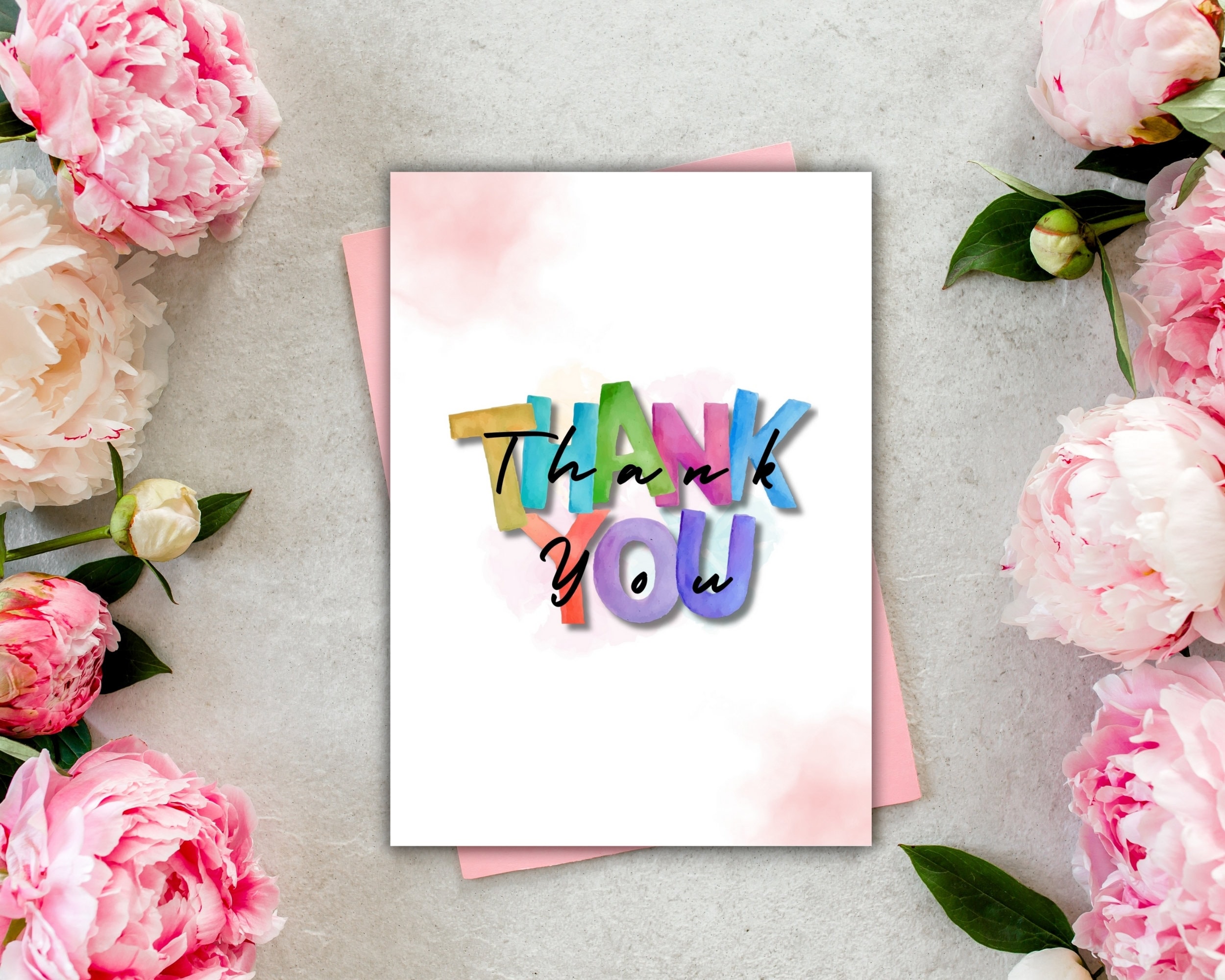 Printable Thank You Card, Downloadable Thank You Card, Colorfully Thank ...