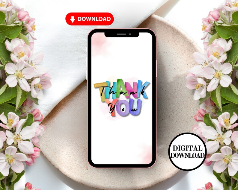 Digital Download Thank You Card, Colorfully Digital E-card, Digital ...