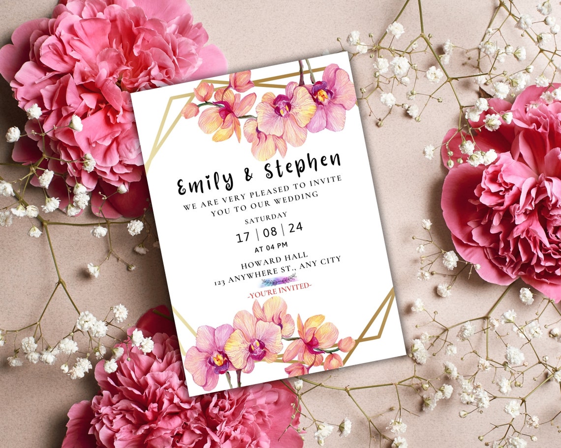 Orchid Wedding Invitation Set Template, Orchid, Orchid Wedding ...