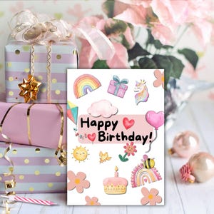 Printable Kids Birthday Card, Cute Kids Birthday Card, Digital Birthday ...