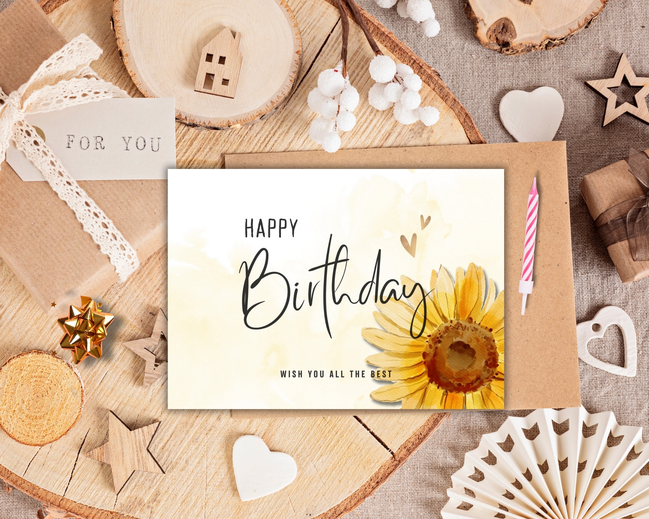 Printable Birthday Card, Instant Downloadable Birthday Card, Sunflower ...