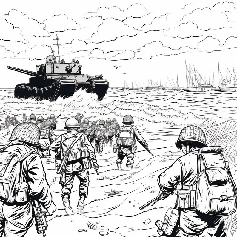 25 World War 2 Coloring Book, Voor Kinderen En Volwassenen - Instant ...
