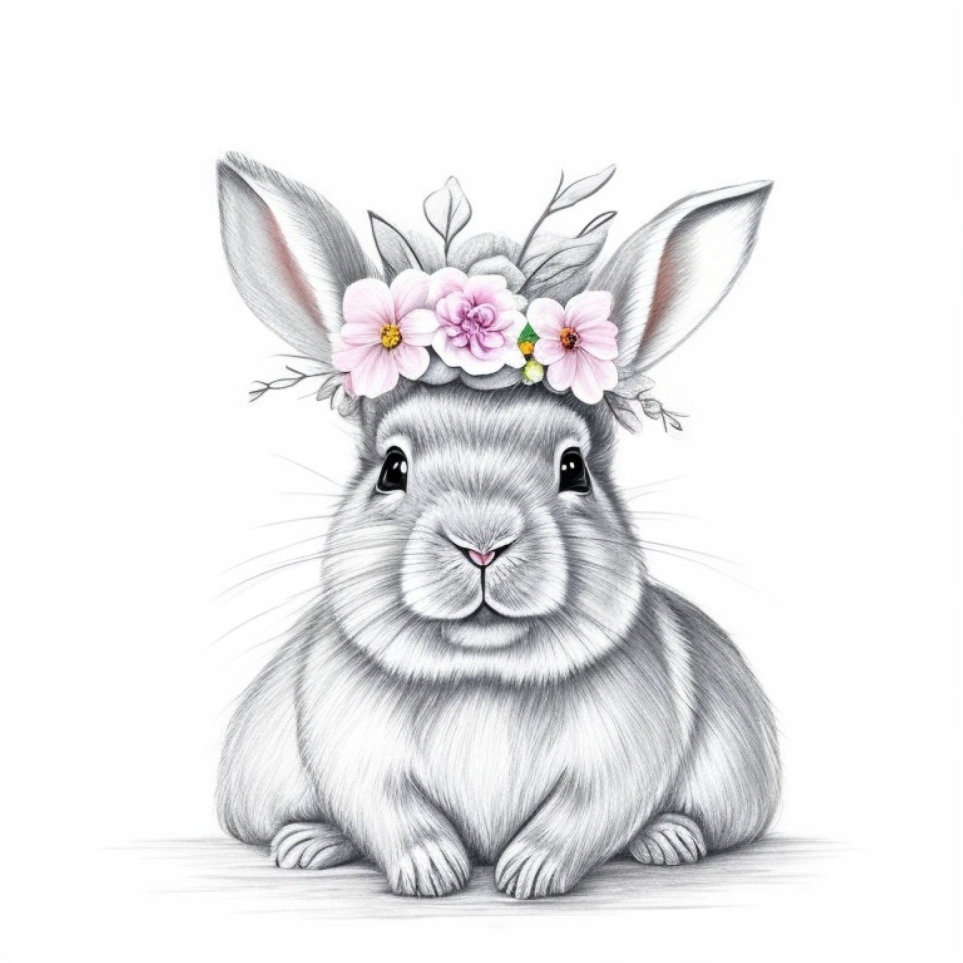 Digital Prints Wall Art, Bunny Animal Art, Bunny Clip Art, Gift, Flower ...