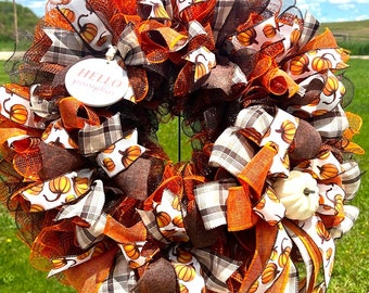 Fall Deco Mesh Wreath - Etsy