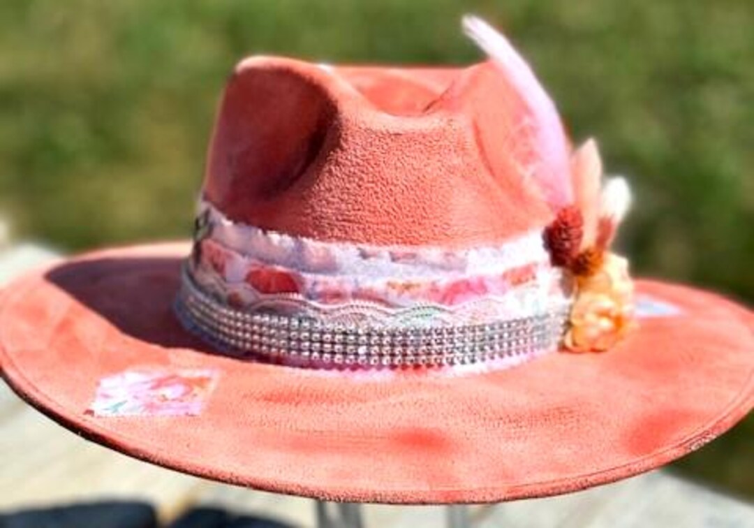 Peach Vegan Suede Fedora Size Medium - Etsy