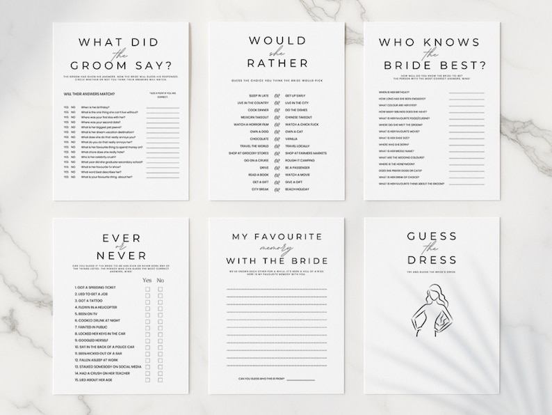 Minimalist Hen Do Games | Hen Party Games | Bridal Shower Games ...