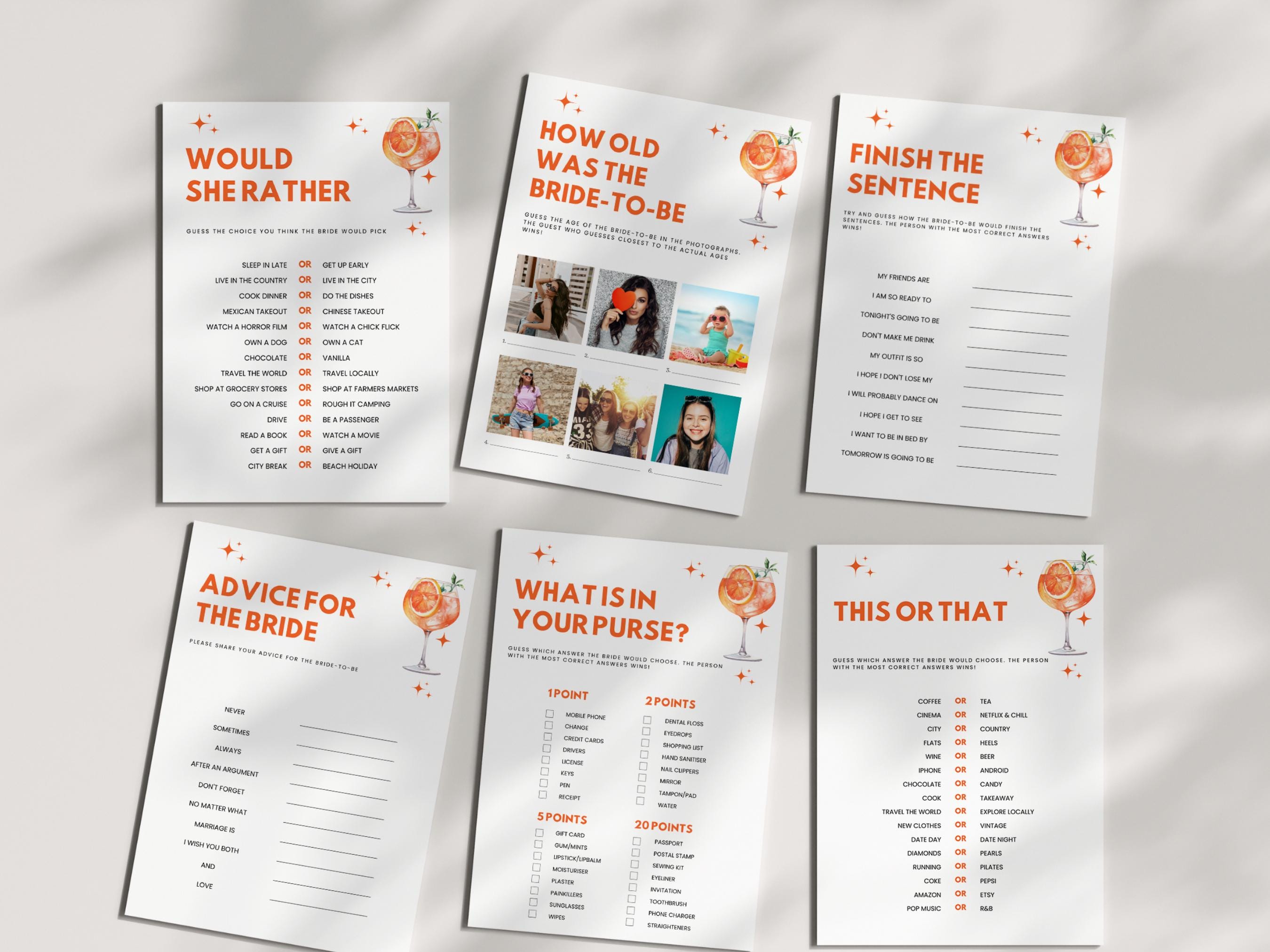 Aperol Spritz Printable Hen Party Games UK | Digital Hen Do Activities ...