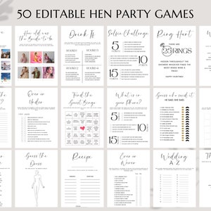 Minimalist Hen Do Games | Printable Hen Party Games | Editable Bridal ...