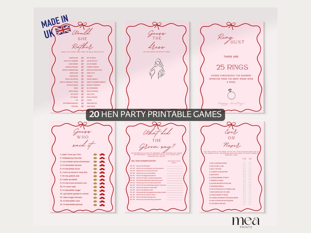 Printable Hen Party Games UK | Digital Hen Do Activities | Mr & Mrs ...