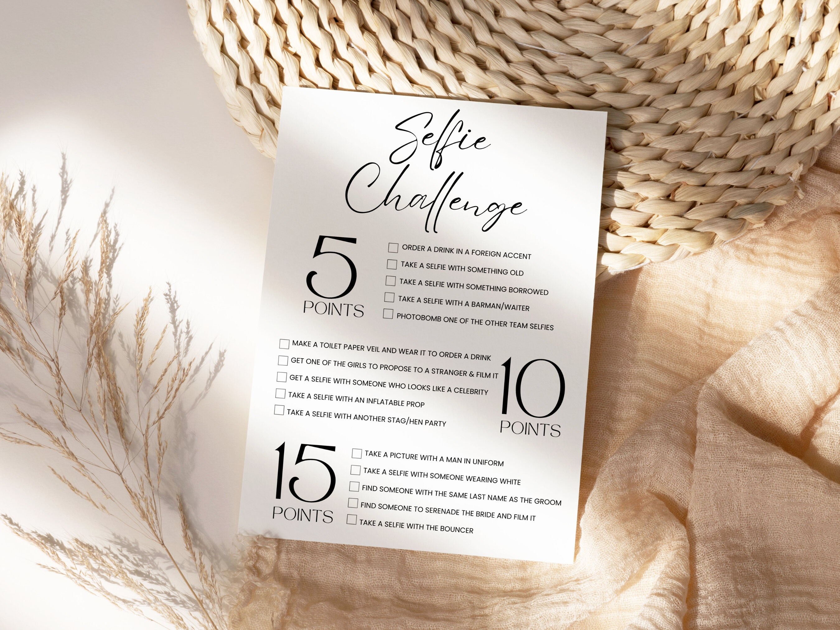 Selfie Challenge Hen Do Game Printable Hen Party Games Editable Bridal ...