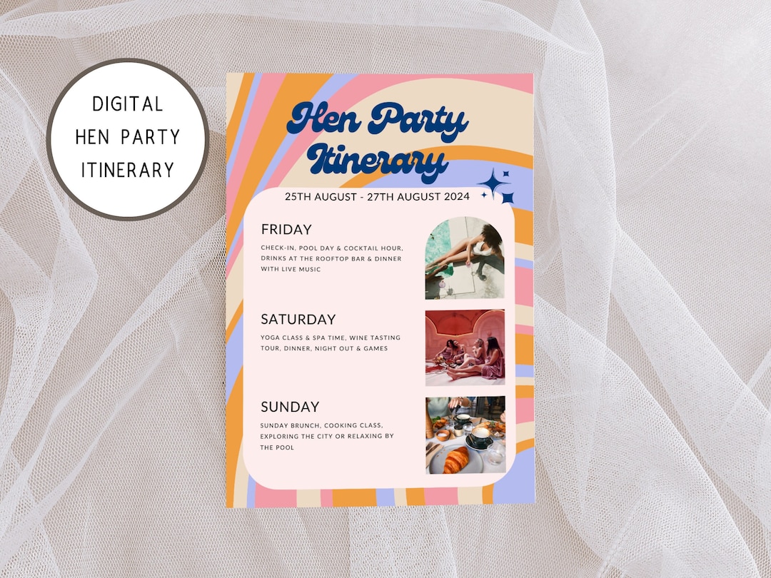 Retro Hen Do Itinerary 80s Hen Party Itinerary 90s Hen Do - Etsy