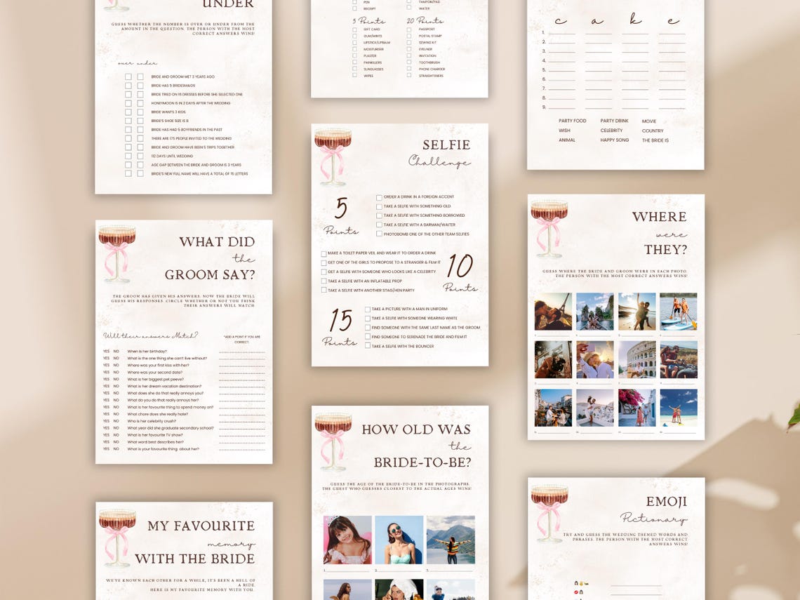 Espresso Martini Hen Do Games | Printable Hen Party Games | Editable ...