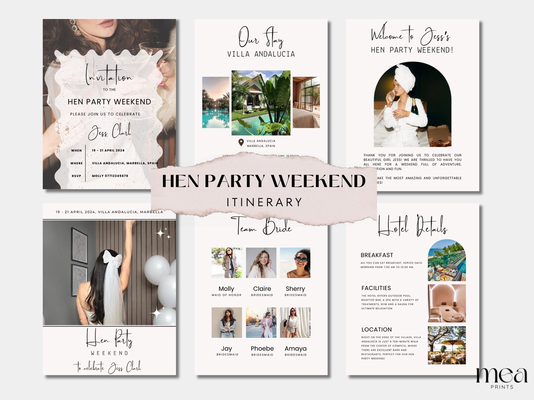 Editable Hen Party Itinerary Template Customizable Canva Design ...