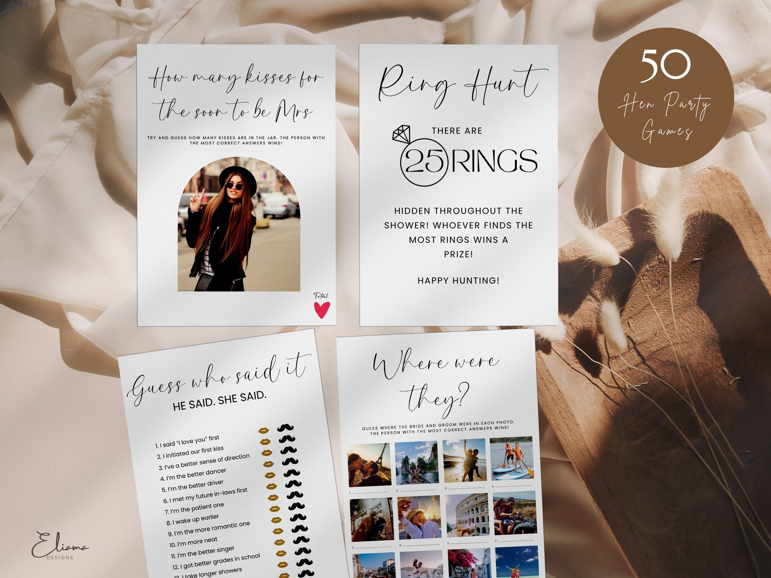 Minimalist Hen Do Games Printable Hen Party Games Editable Bridal ...