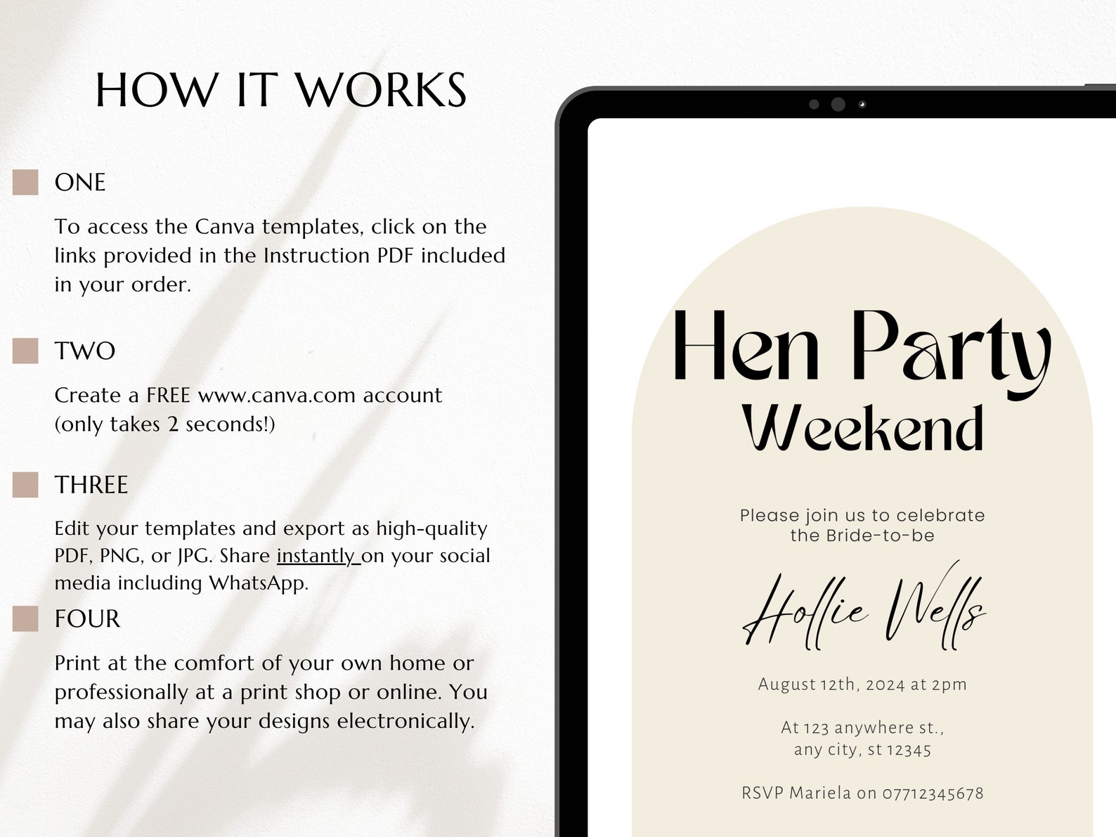 Modern Hen Do Games | Printable Hen Party Games | Editable Bridal ...