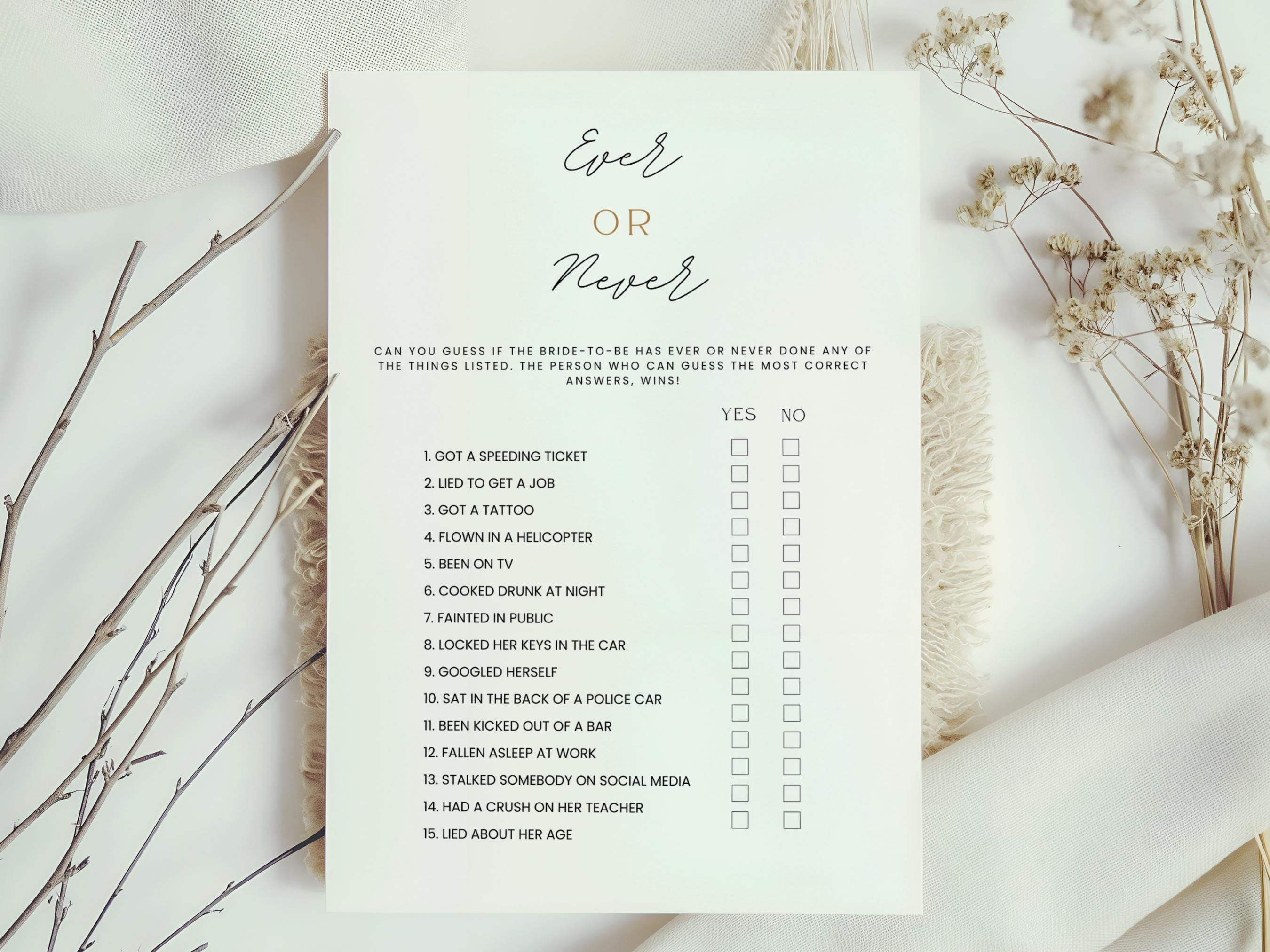 Minimalist Hen Do Games | Printable Hen Party Games | Editable Bridal ...