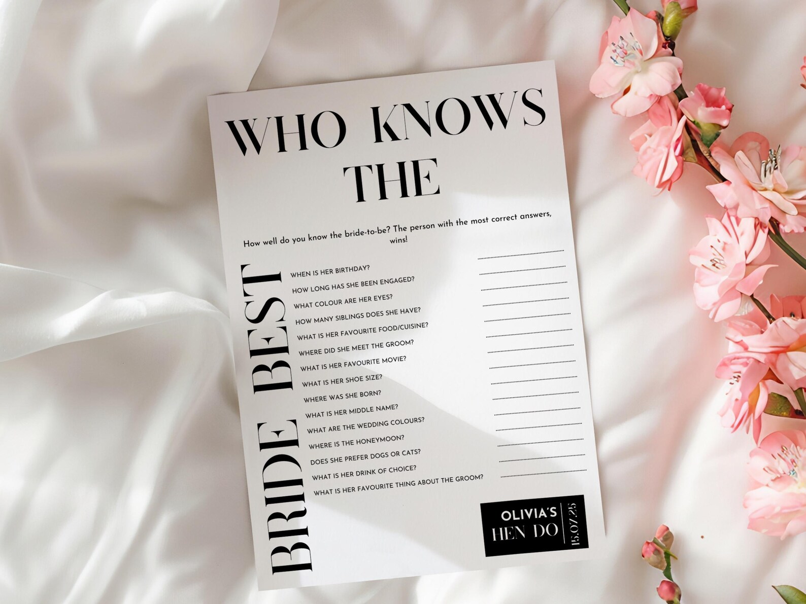 Personalised Hen Do Games | Hen Party Games | Bridal Shower Games ...