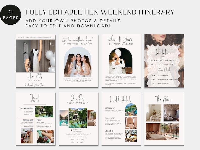 Editable Hen Party Itinerary Template | Customizable Canva Design ...