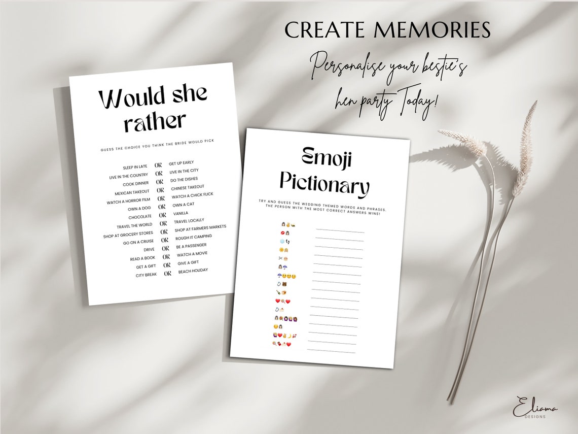 Modern Hen Do Games Printable Hen Party Games Editable Bridal Shower ...