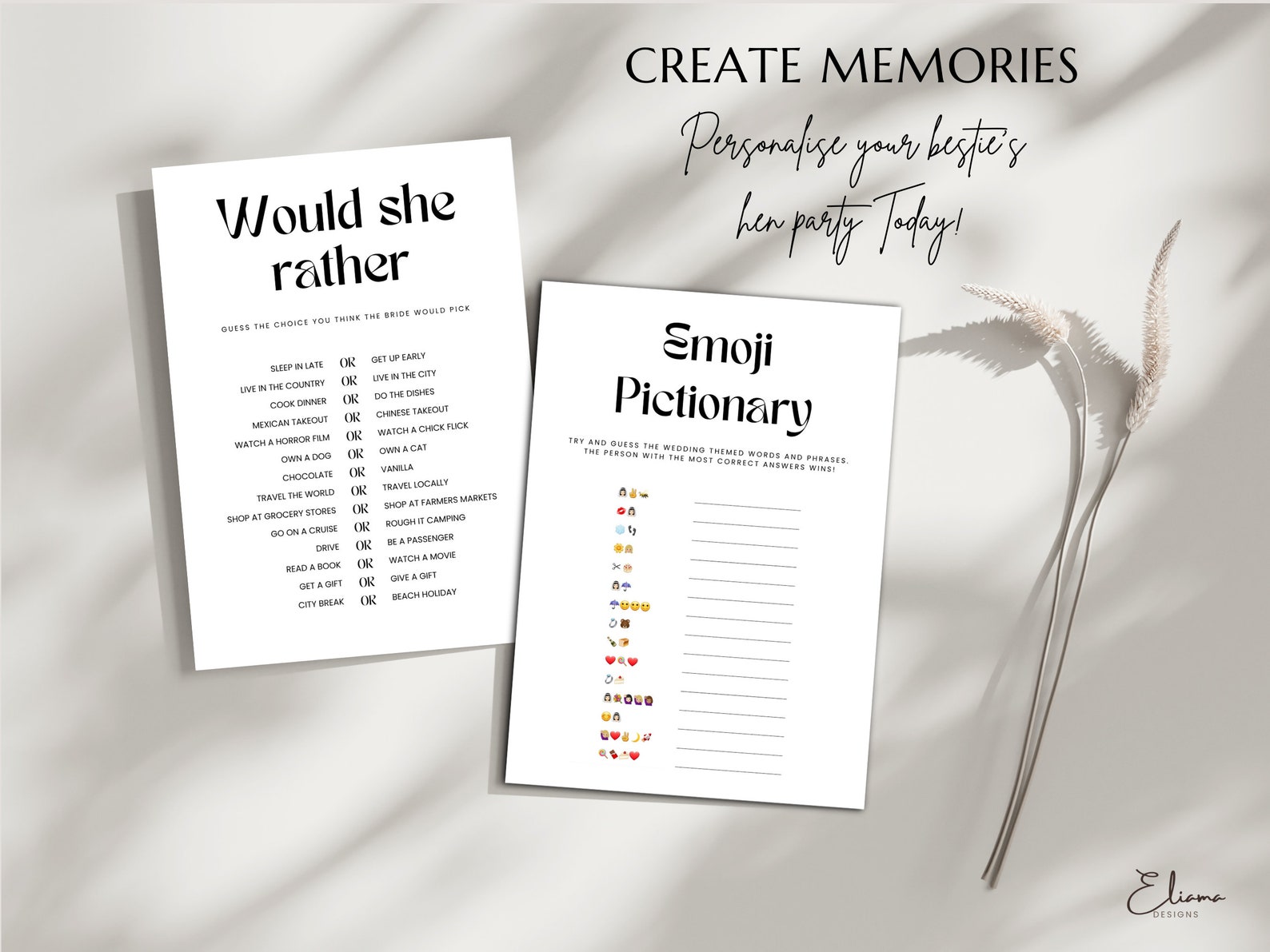 Modern Hen Do Games Printable Hen Party Games Editable Bridal Shower ...