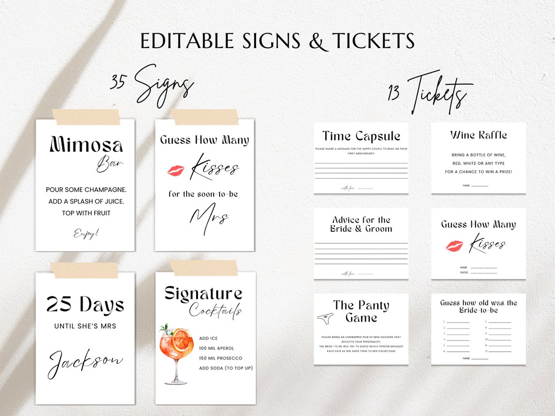 Modern Hen Do Games Printable Hen Party Games Editable Bridal Shower ...