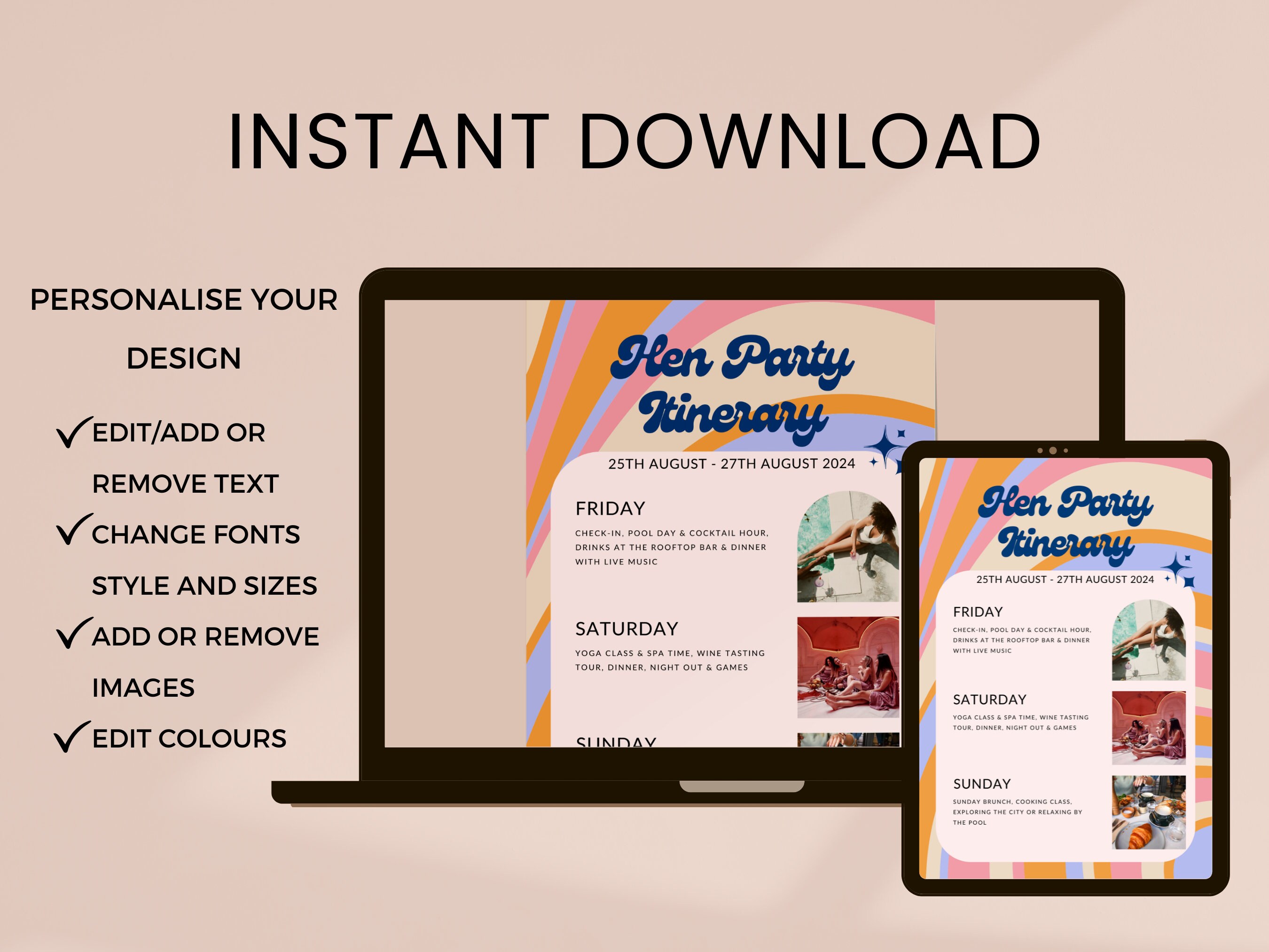 Retro Hen Do Itinerary 80s Hen Party Itinerary 90s Hen Do - Etsy