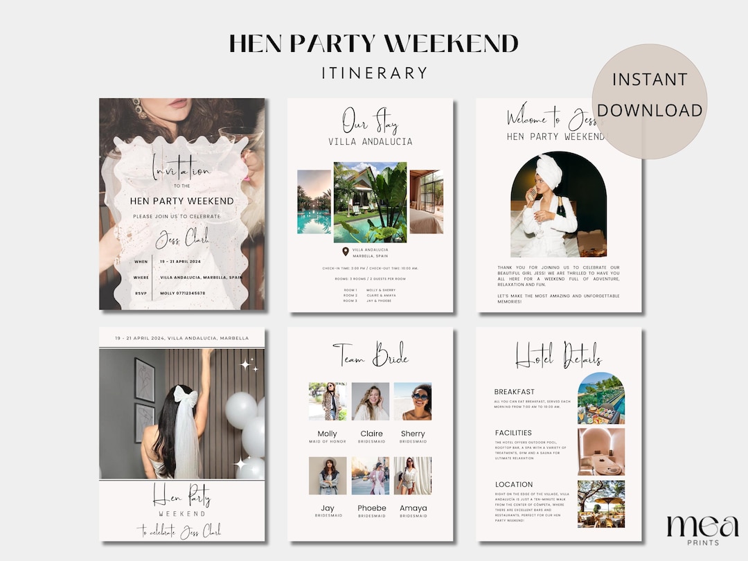 Editable Hen Party Itinerary Template | Customizable Canva Design ...