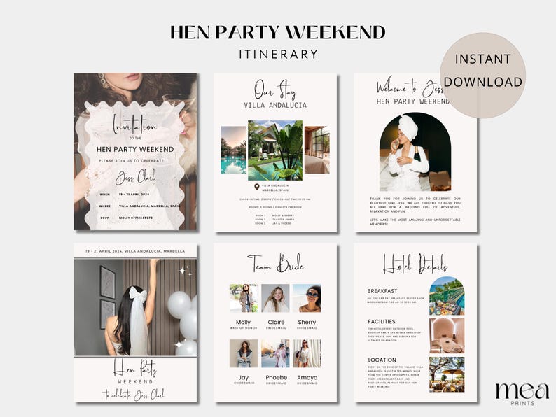 Editable Hen Party Itinerary Template | Customizable Canva Design ...
