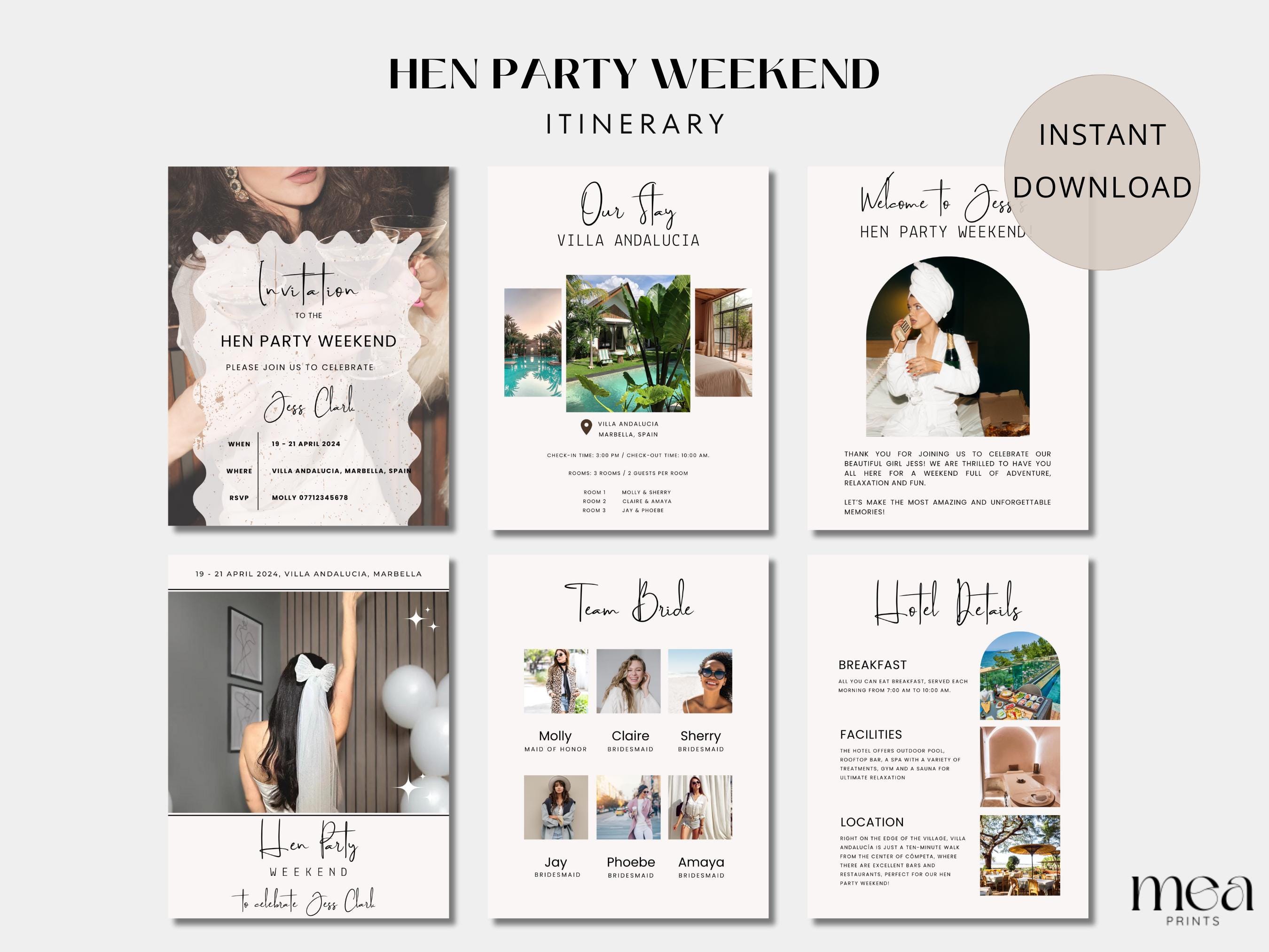 Editable Hen Party Itinerary Template | Customizable Canva Design ...